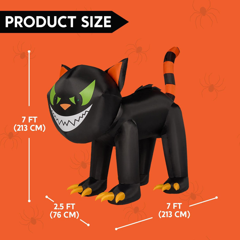 The Holiday Aisle® 7Ft Moving Cat Inflatable Halloween Decor | Wayfair